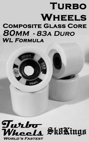 Turbo Slalom Skateboard Wheels White Lightning 80mm Wheels by Sk8Kings